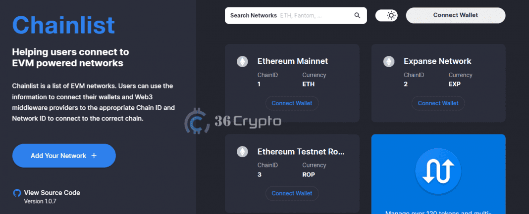 How to add a Network using Chainlist on Metamask - 36Crypto